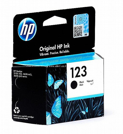 דיו שחור מקורי HP F6V16AE 123 כ-120 הדפסות בכיסוי 5% | דיו למדפסות HP ...